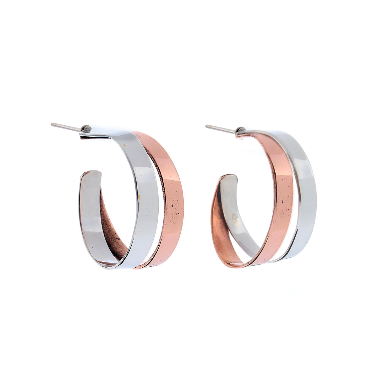Silver & Copper Hoops - PPA833 – Ironclay